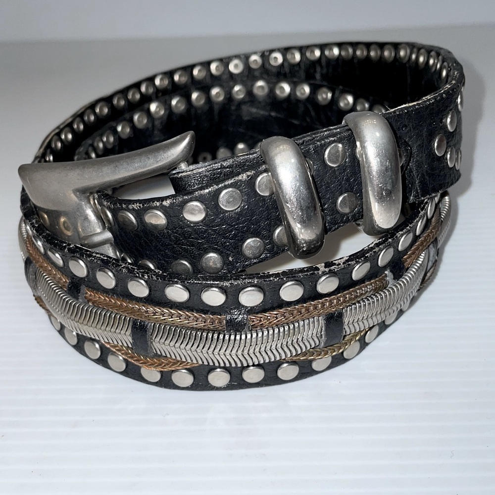 1990’s Rock N Roll Leather & Studded Belt Made By Che… - Gem